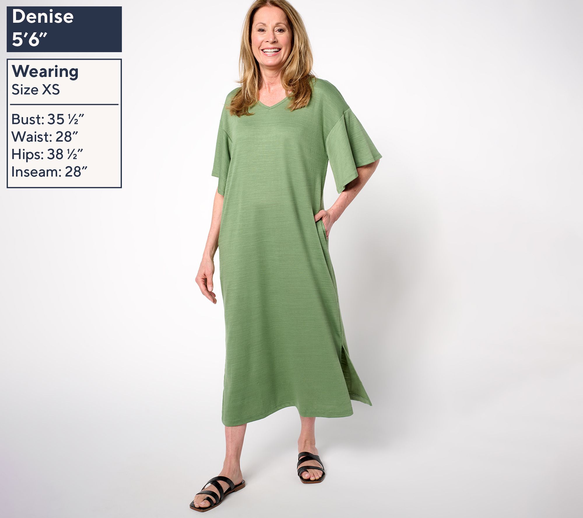 Stan Herman Crepe Knit Reg V-Neck Caftan - QVC.com