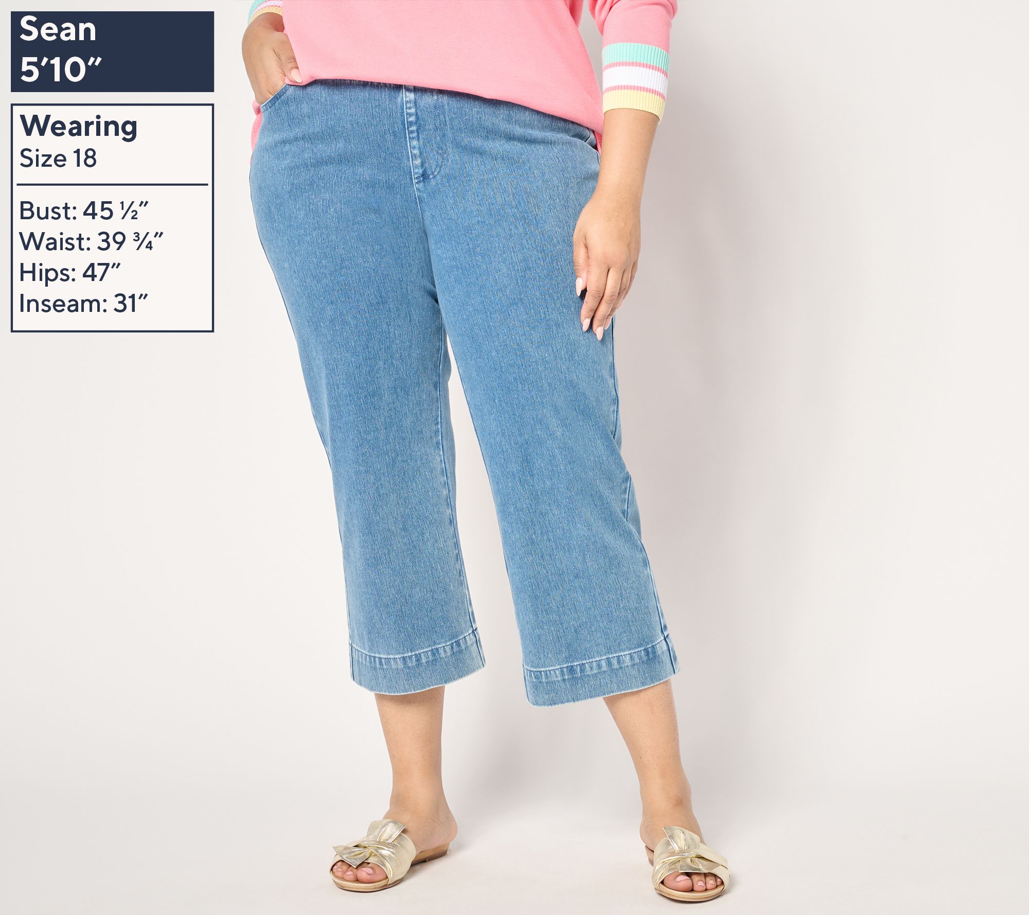 Belle Beach by Kim Gravel Regular Delray Denim Wide Leg Crop Beach Jean ...