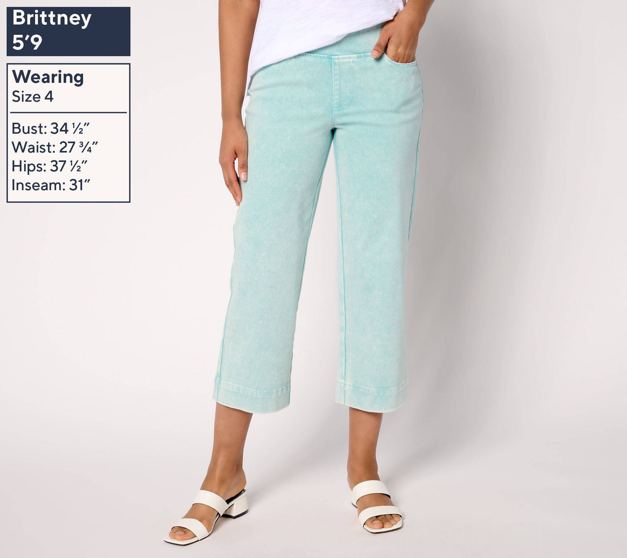 Belle Beach by Kim Gravel Regular Delray Denim Wide Leg Crop Beach Jean ...