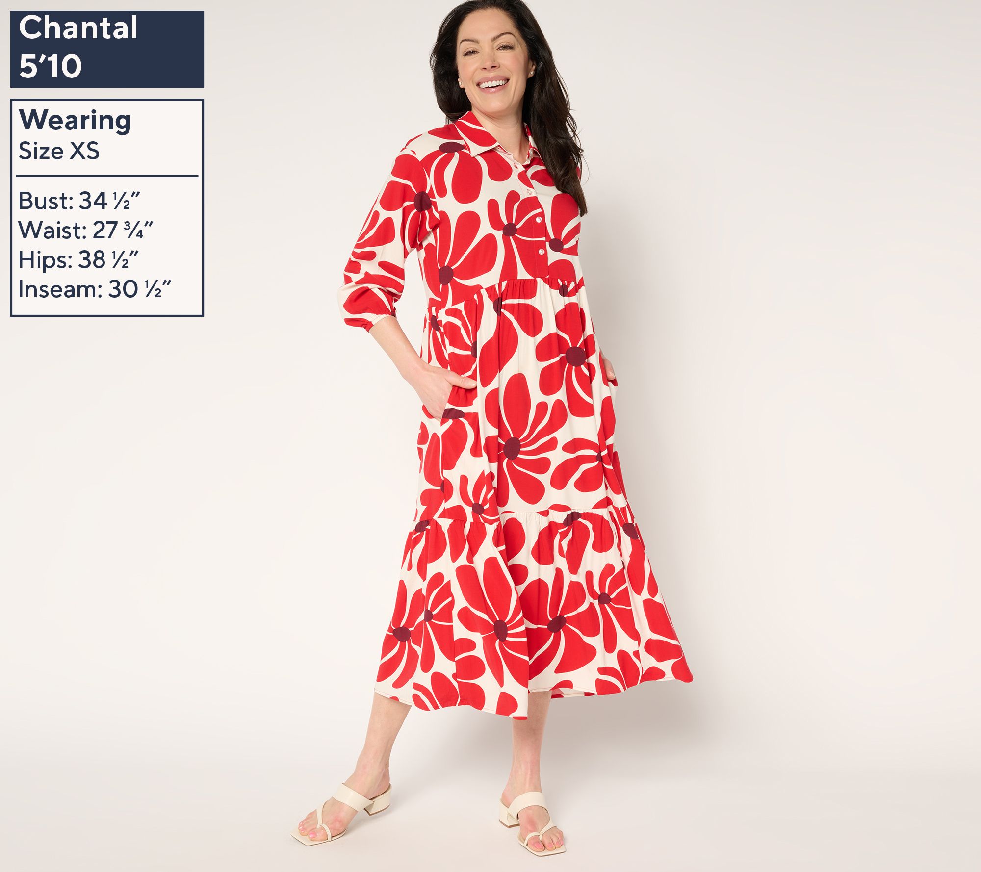 Studio Park x Amy Stran Printed Tiered Midi Shirtdress - QVC.com