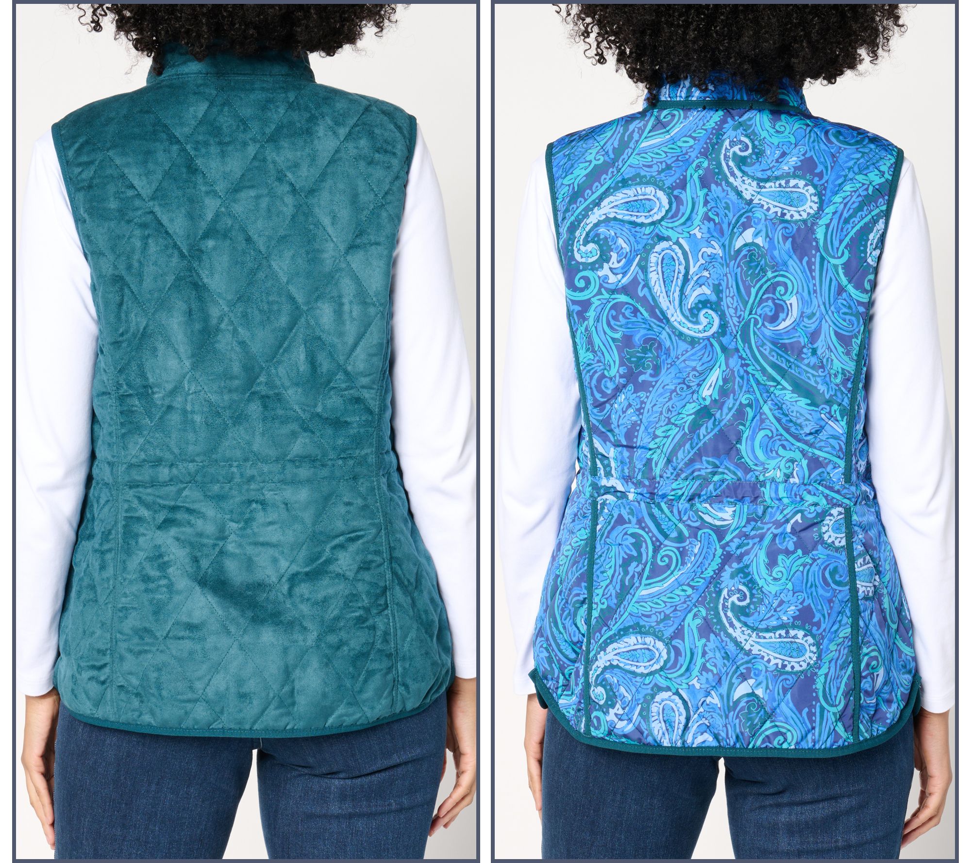 "As Is" Isaac Mizrahi Live! Diamond Quilted Faux Suede Reversible Vest ...