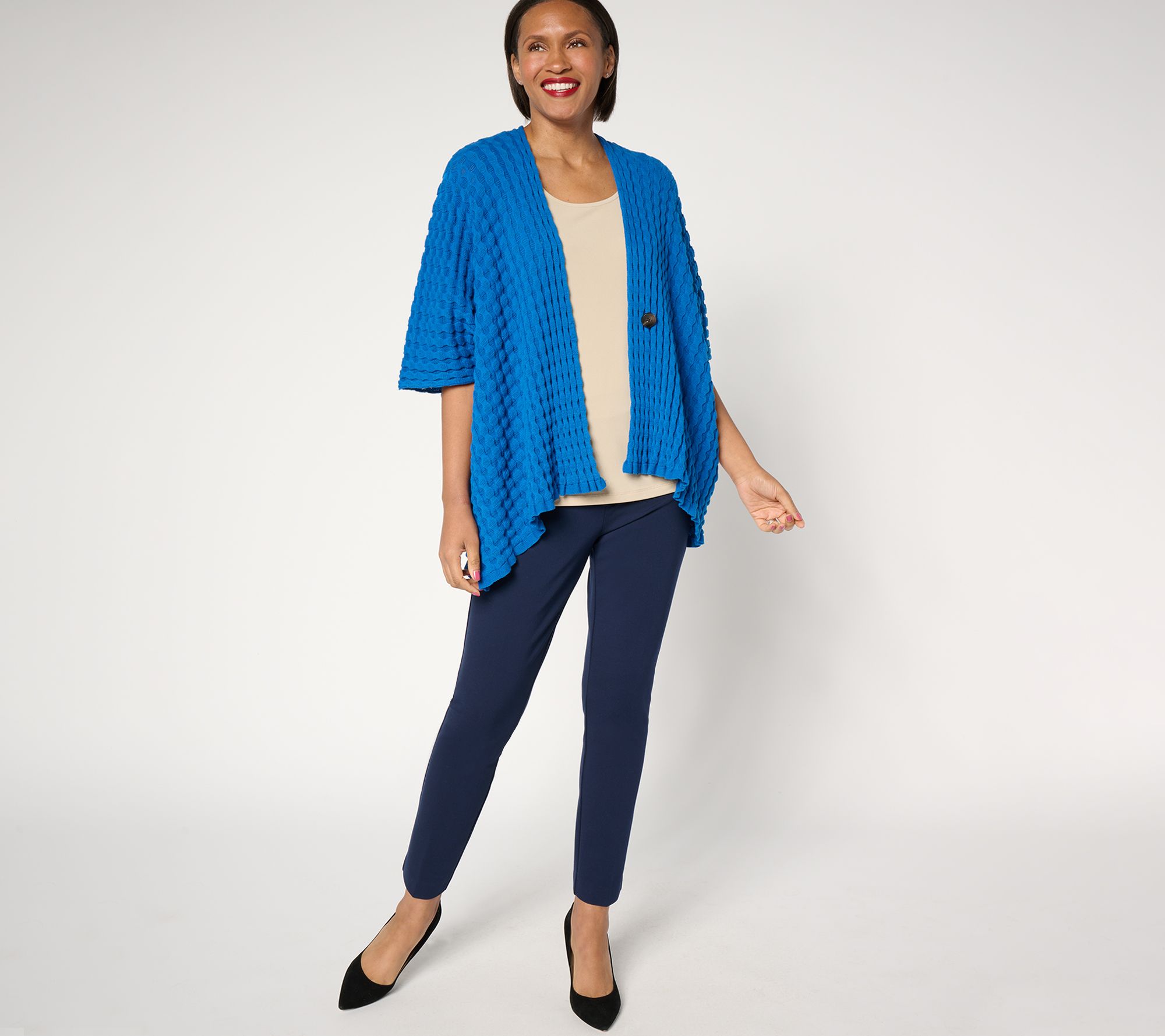 "As Is" Susan Graver Fully Fashioned Pucker Knit Cocoon Shrug - QVC.com