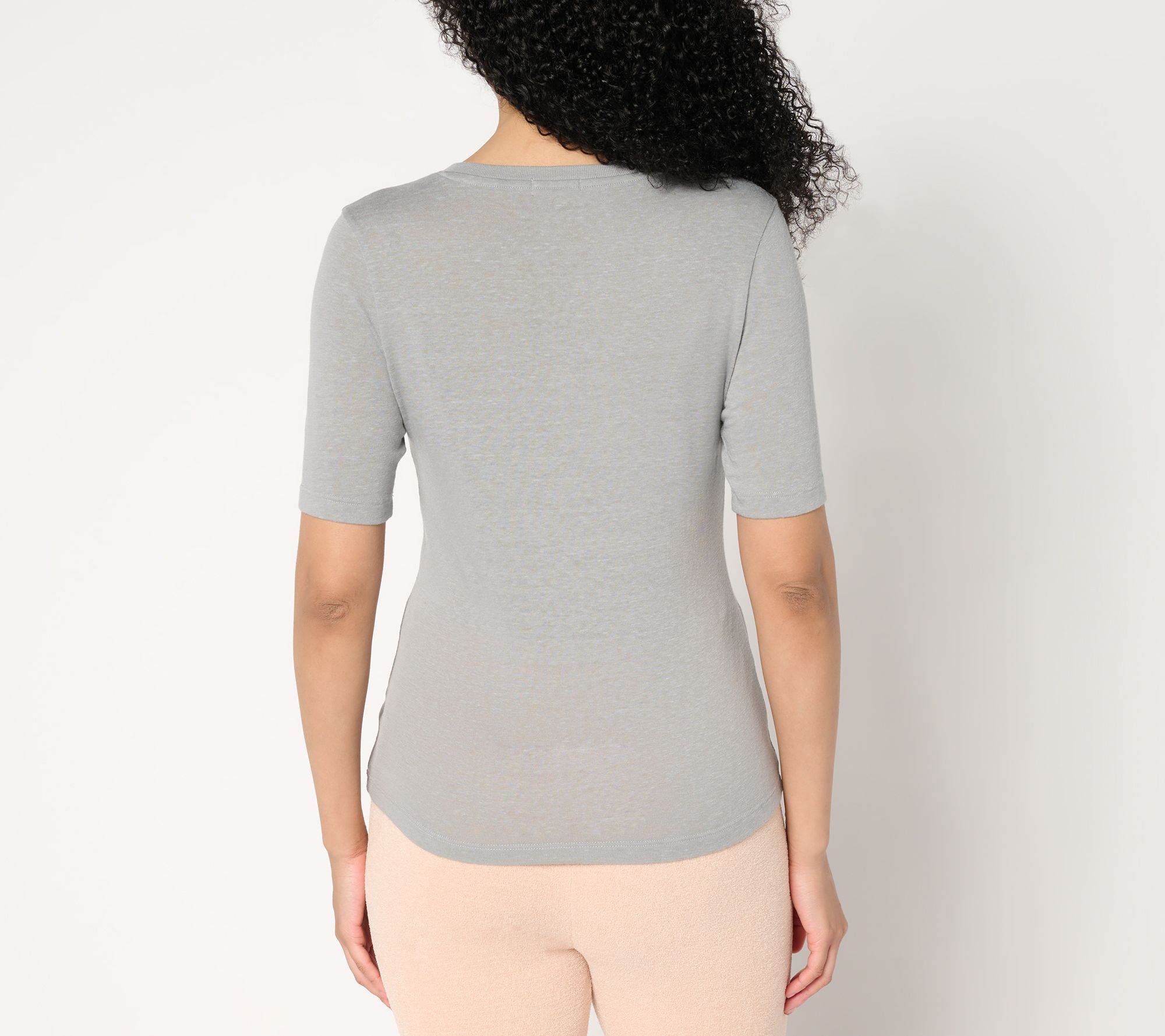 "As Is" Barefoot Dreams Slub Burnout V-Neck Tee - QVC.com