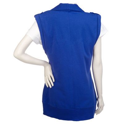 Motto Button Front Shawl Collar Knit Vest with Slanted Pockets - QVC.com