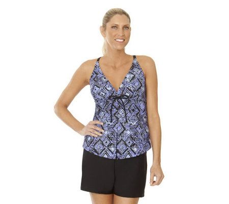 Ocean Dream Signature Tiki Diamonds Flyaway Tankini with Swim Short ...