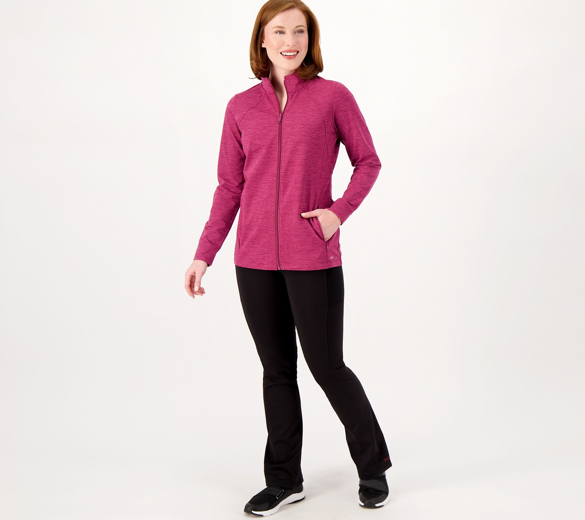 "As Is" zuda Spacedye Peached Jersey Zip Front Jacket - QVC.com