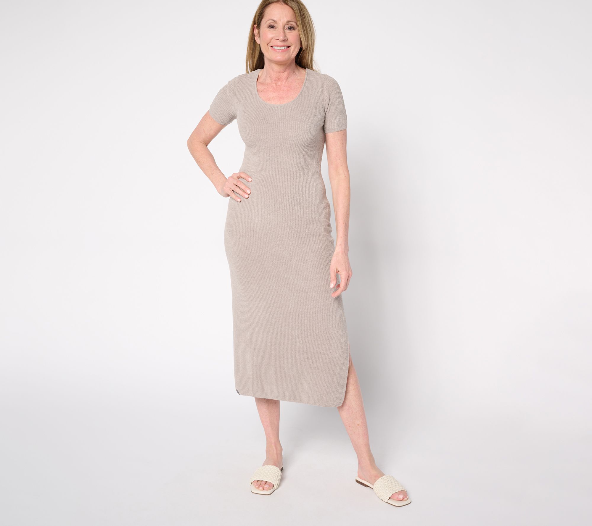 Barefoot Dreams Tall CozyChic Ultra Lite Scoop Neck Ribbed Dress - QVC.com