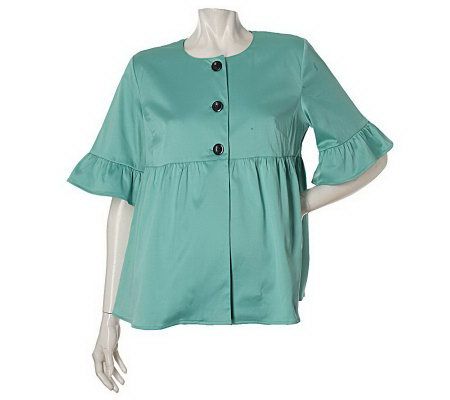 Dialogue Stretch 3/4 Sleeve Jacket w/Empire Waist Detail - QVC.com
