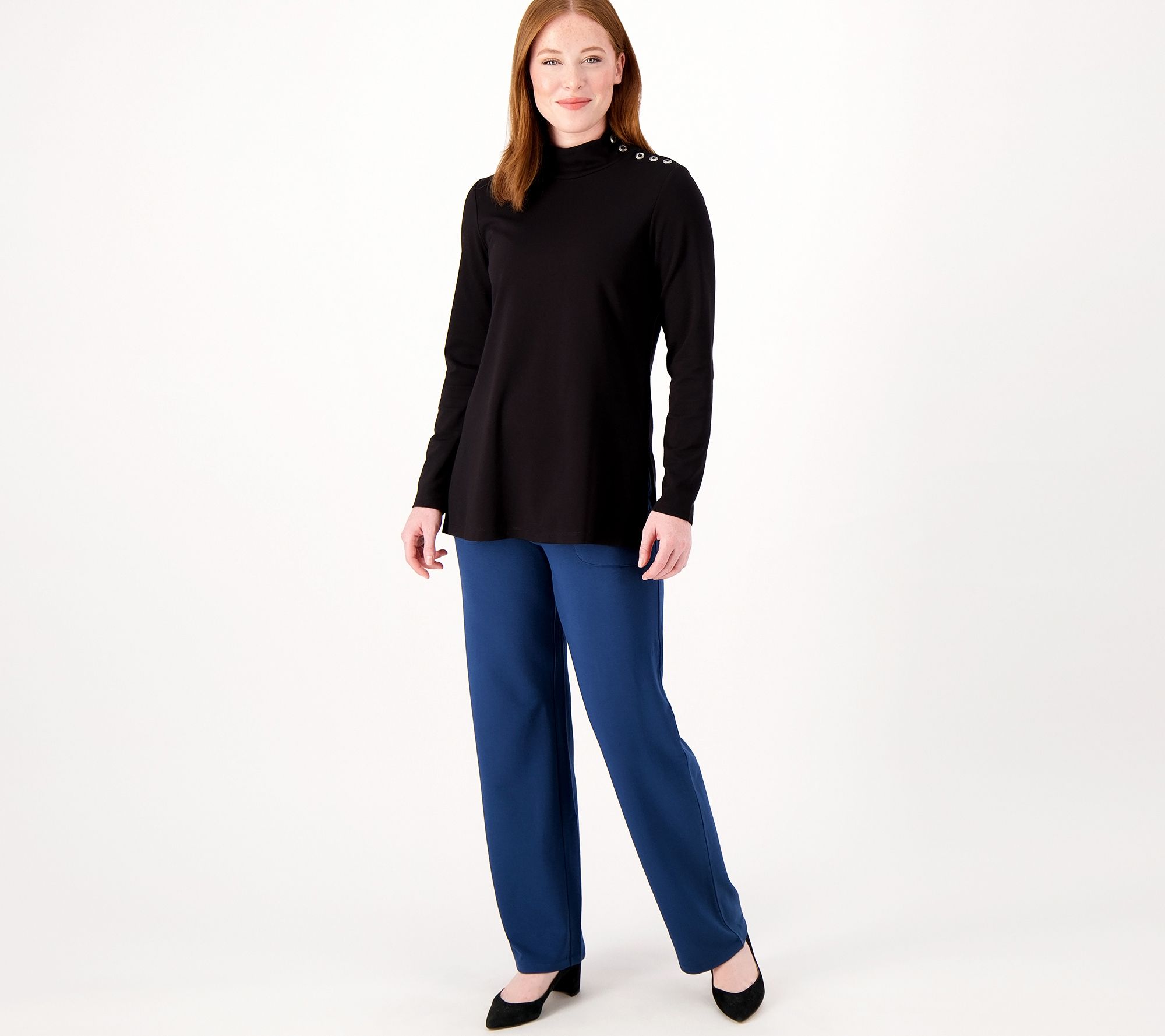 Susan Graver Weekend Heather Brushed Knit Wide Leg Full Length Pants ...