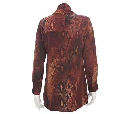 Kris Jenner Kollection Python Print Tie Front Blouse - QVC.com