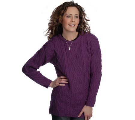 Aran Craft Merino Wool Crewneck Tunic Sweater - QVC.com