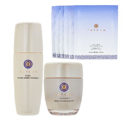 TATCHA Cleansing Oil, Enzyme Powder, and Set of 6 Sheet Masks - QVC.com