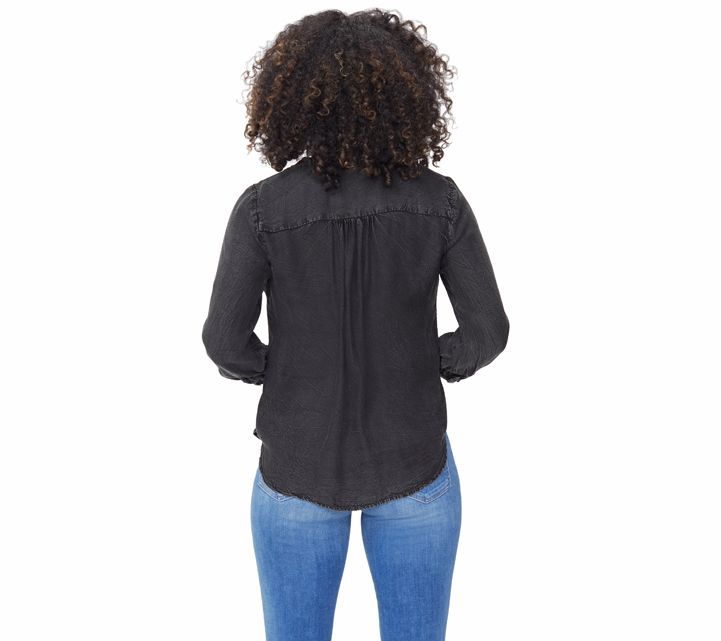 NYDJ Missy Garment Dye Blouse with Studs - QVC.com