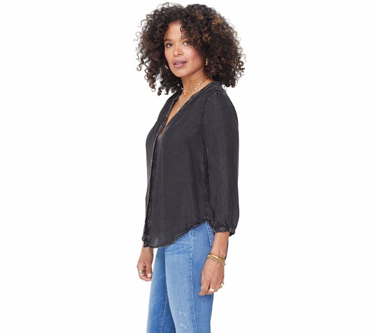 NYDJ Missy Garment Dye Blouse with Studs - QVC.com