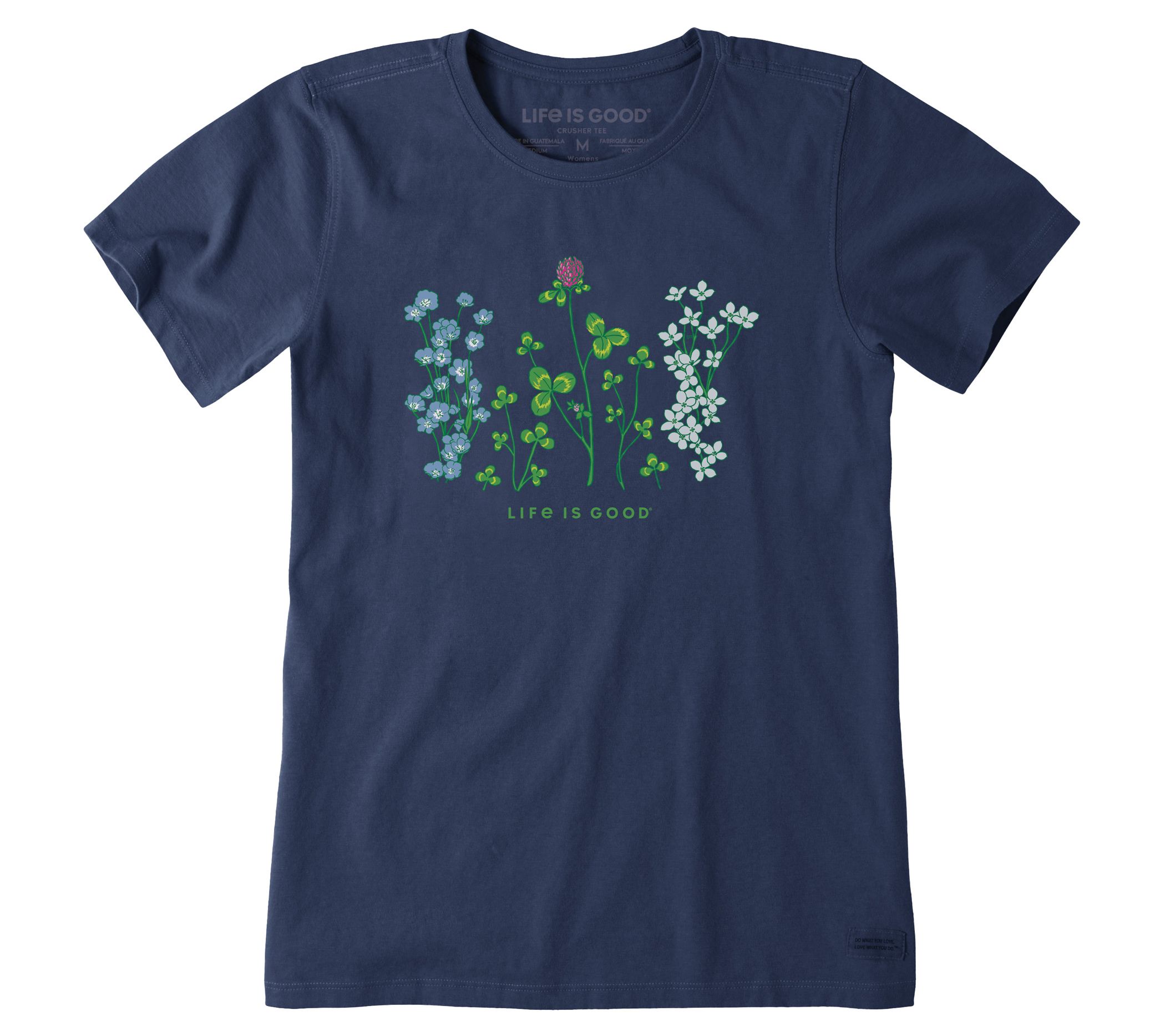 Life is Good Womens Detailed Clovers and Wildflwe Crusher Tee - QVC.com