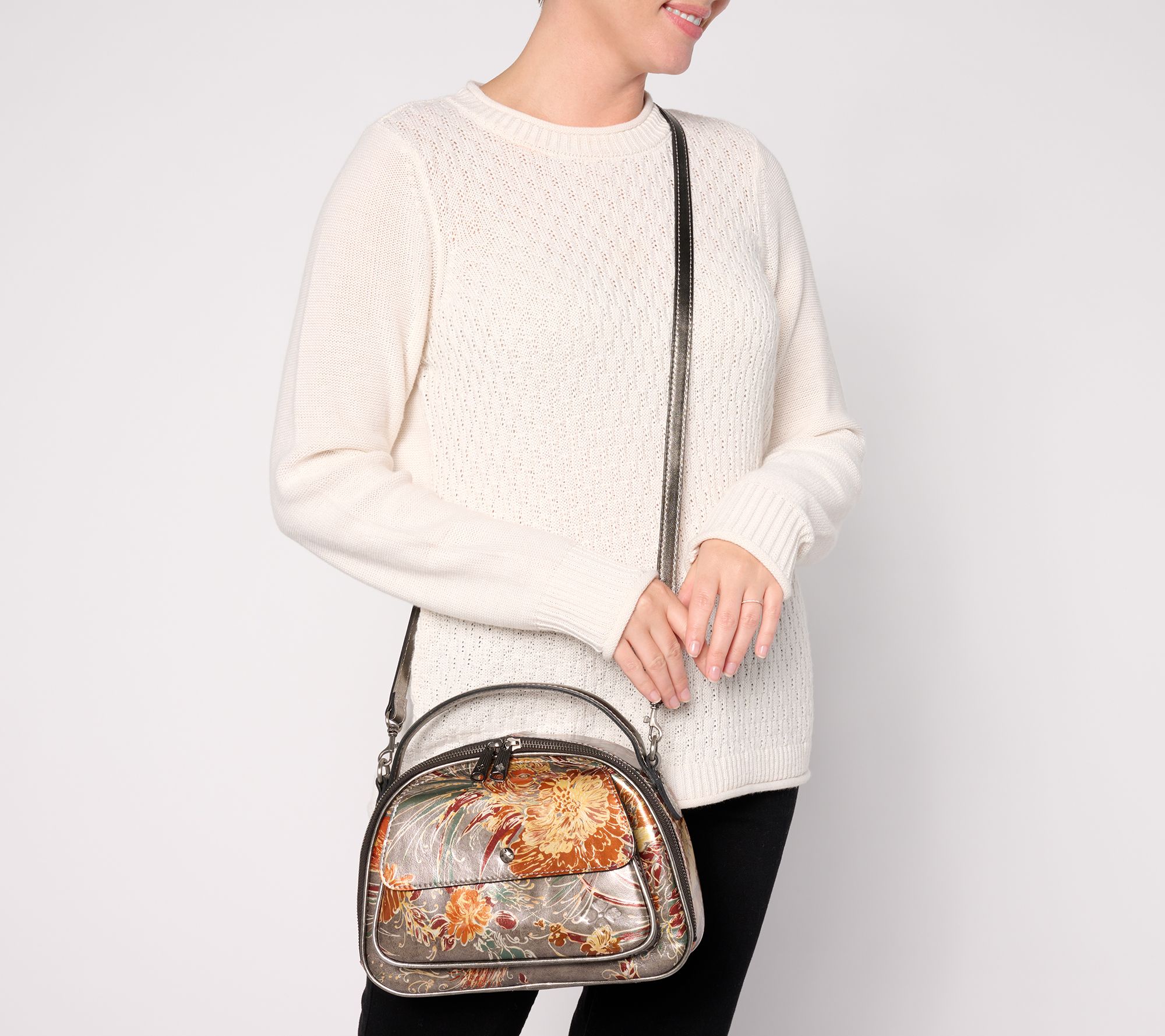 "As Is" Patricia Nash Leather Marta Top Handle Crossbody - QVC.com