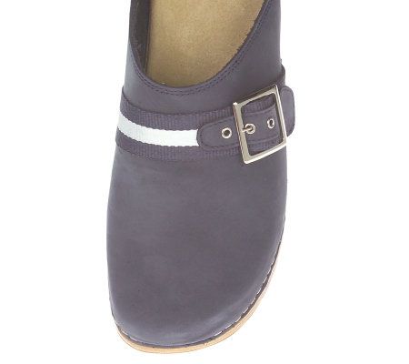 White Mountain Nubuck Leather Comfort Clogs w/Ribbon Detail - QVC.com