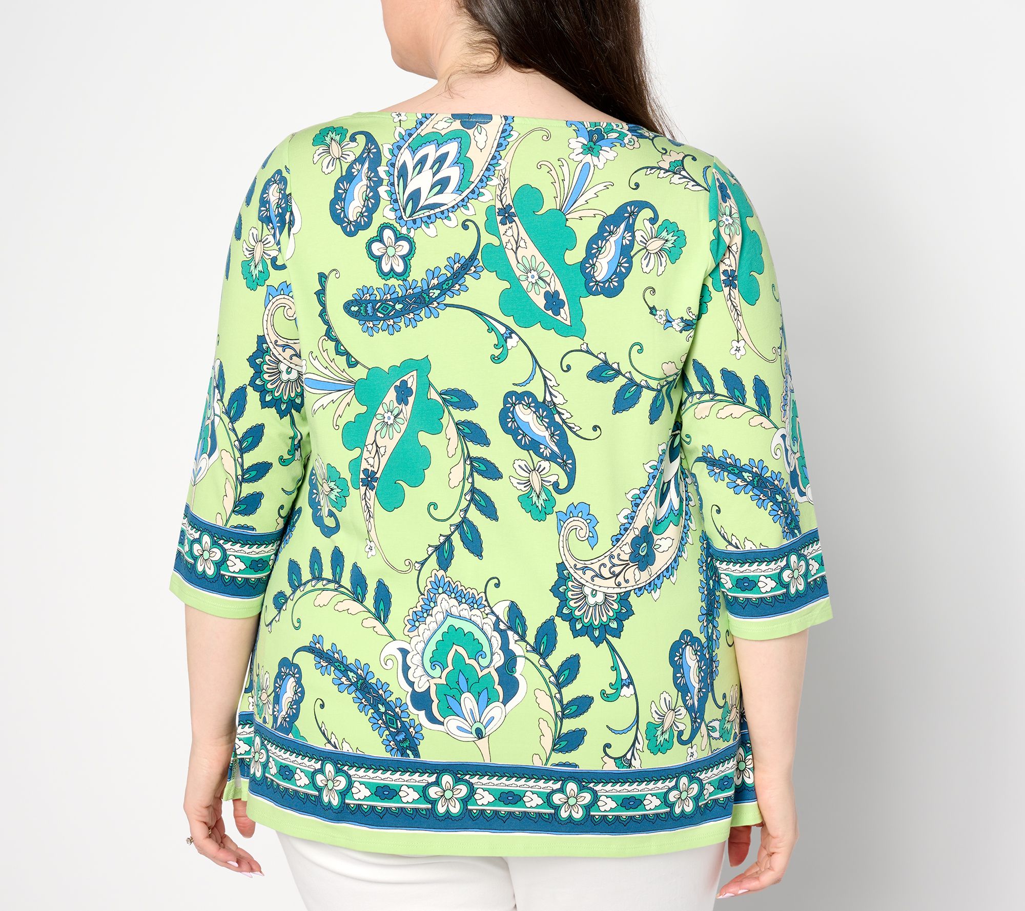 "As Is" Belle by Kim Gravel TripleLuxe Knit Pretty in Paisley Top - QVC.com