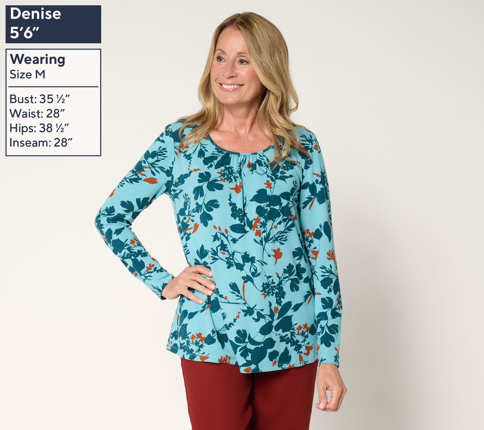"As Is" LOGO by Lori Goldstein Printed Scoop Neck Rayon 230 Top - QVC.com