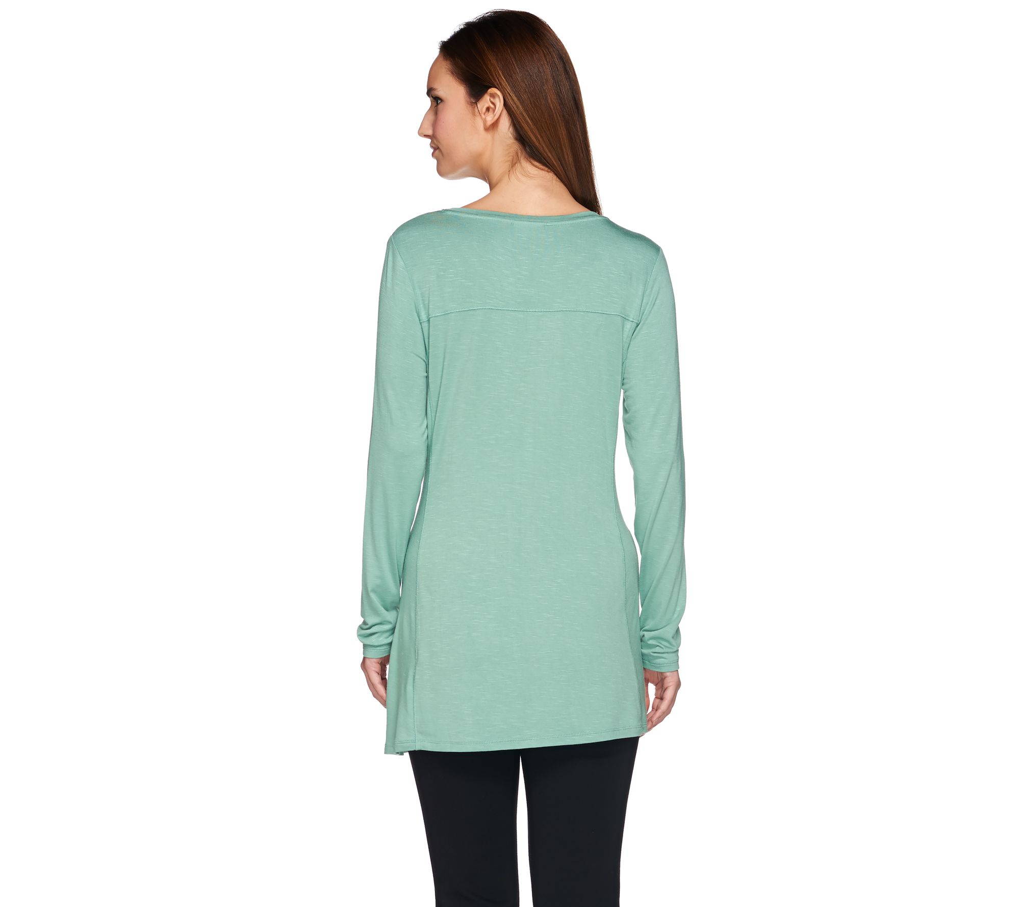 LOGO by Lori Goldstein Knit Top with Seaming Details - QVC.com