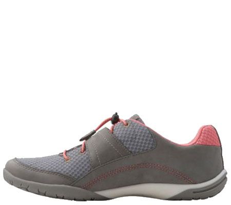 "As Is" Clarks Nubuck & Mesh Bungee Sneakers - Valiee Stone - QVC.com