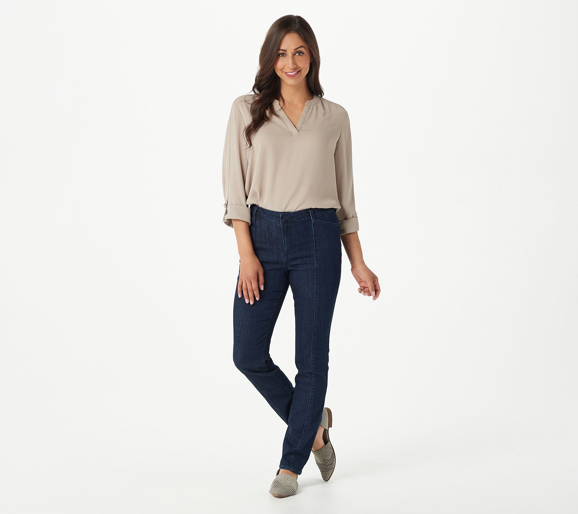 Susan Graver Petite High Stretch Denim Jeans -Leg Jeans - QVC.com
