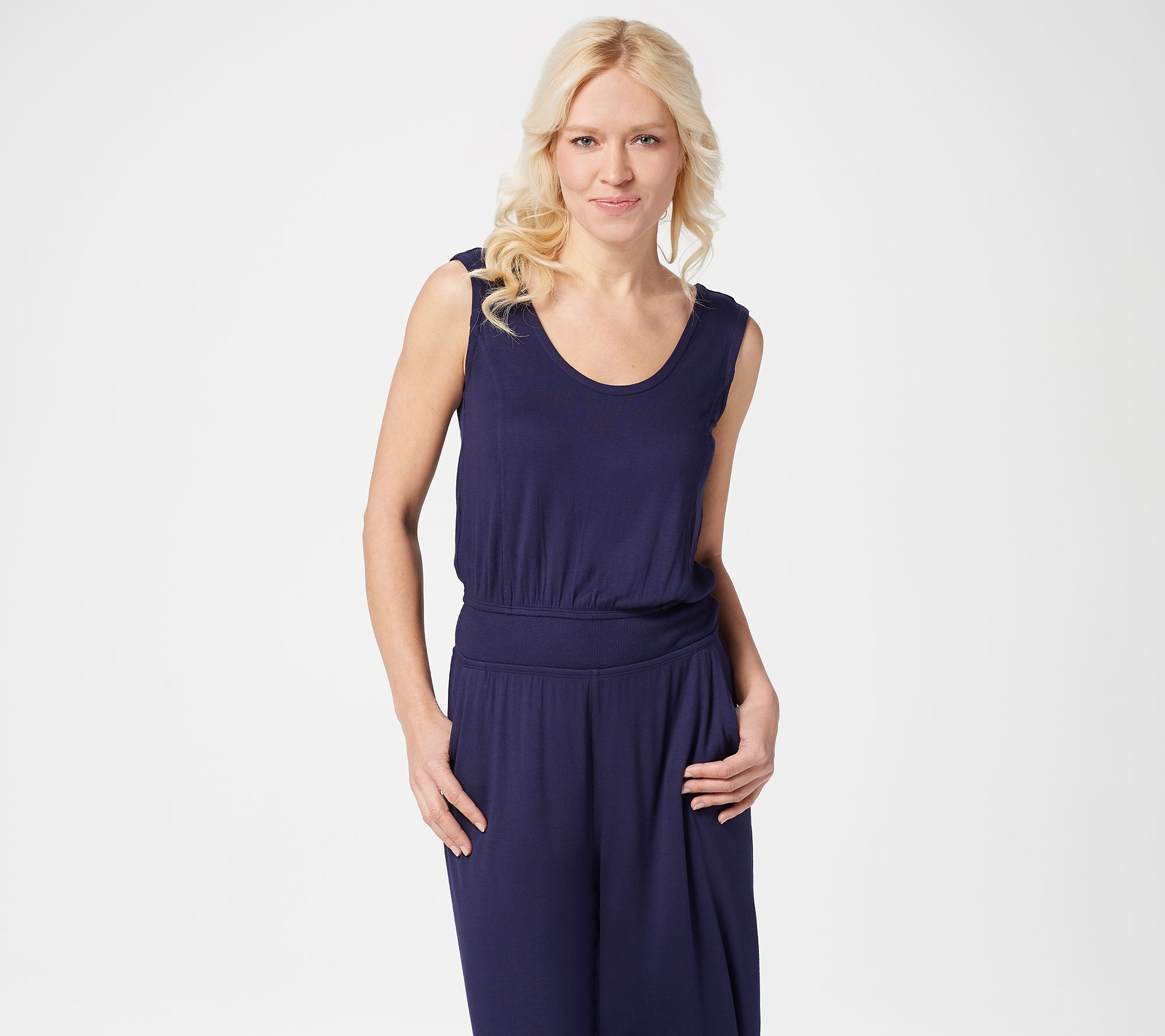 "As Is" Lisa Rinna Collection Solid Wide Leg Jumpsuit - QVC.com