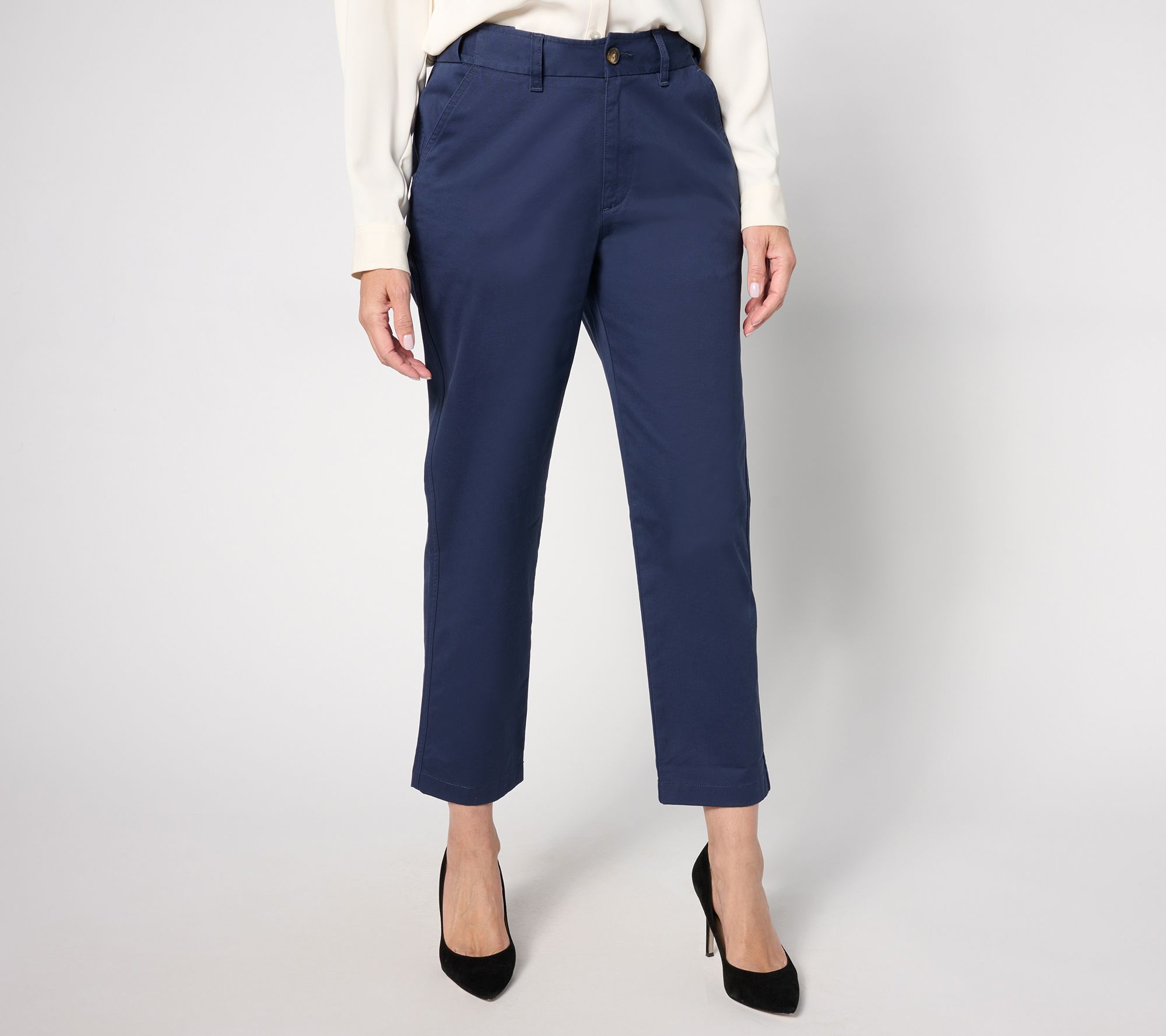 Joan Rivers Regular Tru-Waist Twill Straight Ankle Pants - QVC.com