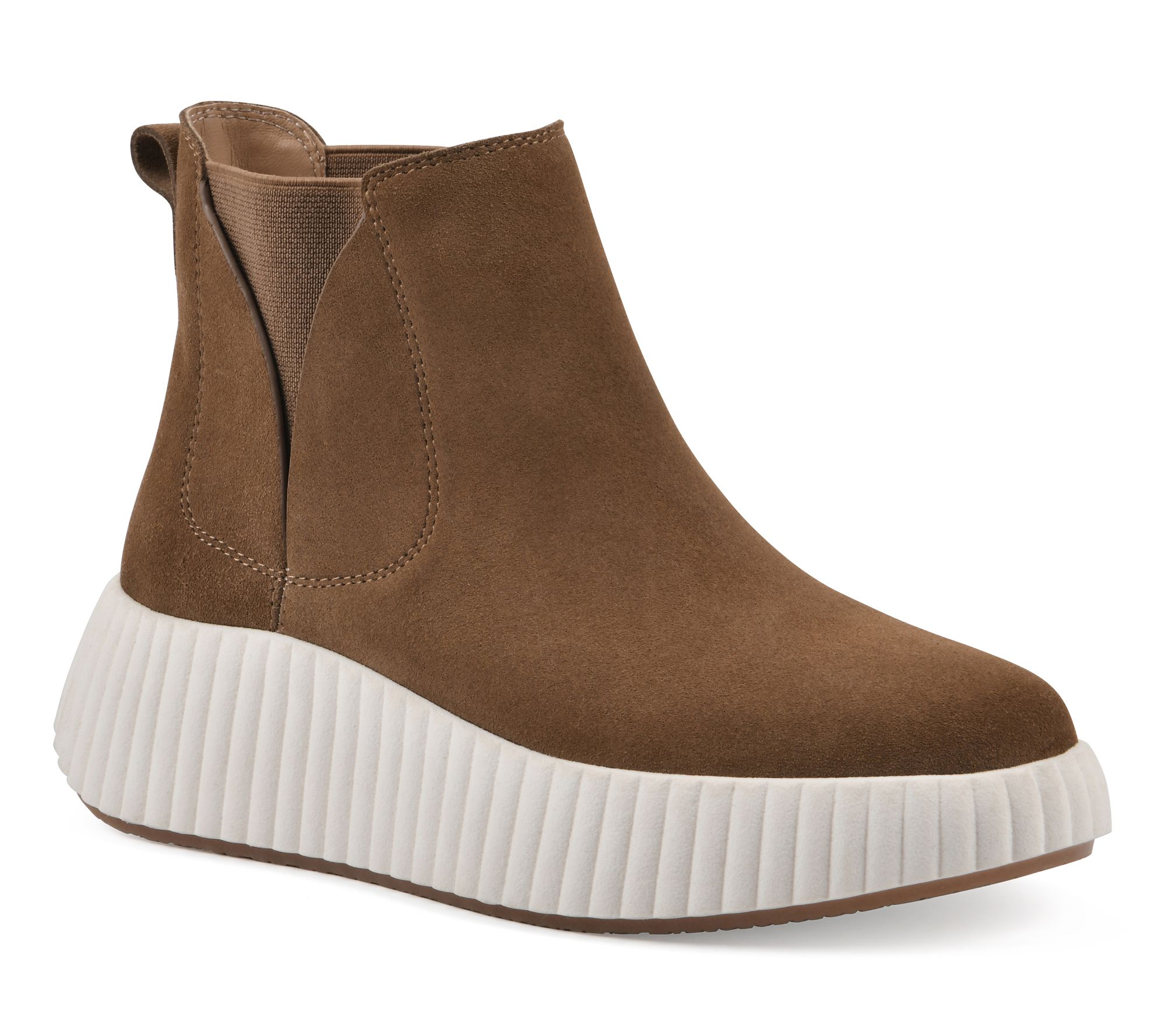 White Mountain Suede Platform Sneaker Bootie -Dignify - QVC.com