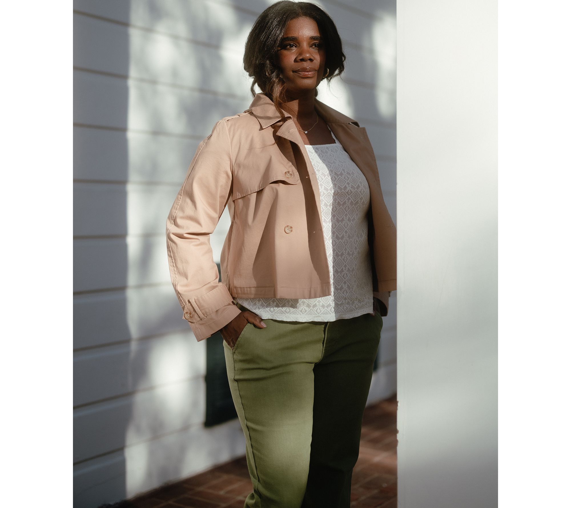 Me by Jennie Garth Cooper Cropped Trench Jacket - QVC.com