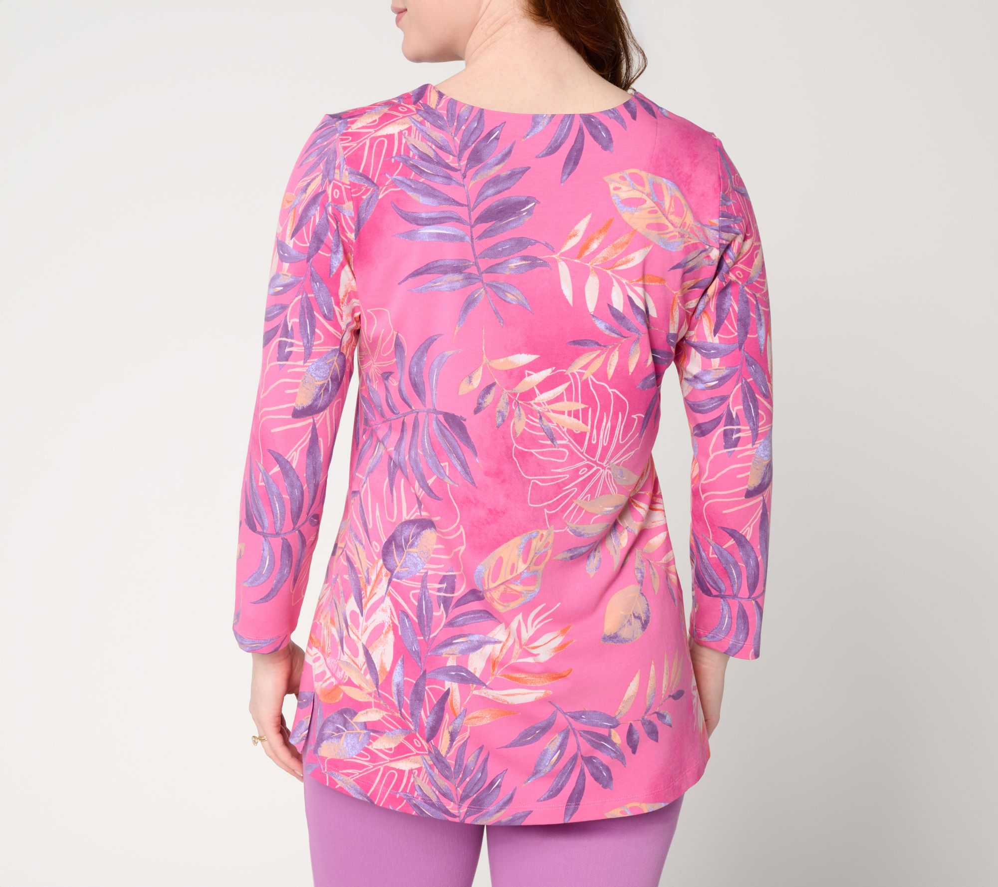 Denim & Co. Petite Printed So Soft Jersey Bracelet Sleeve Tunic - QVC.com