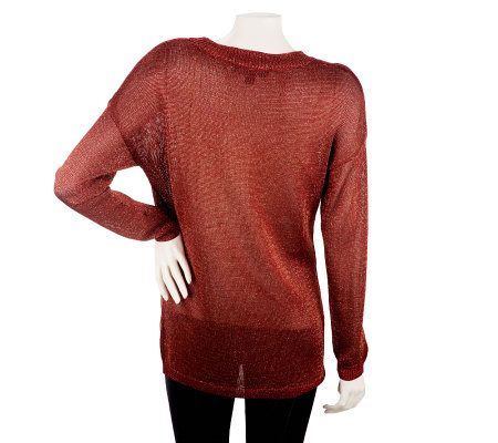 Kris Jenner Kollection Pullover Sweater with Metallic Detail - QVC.com
