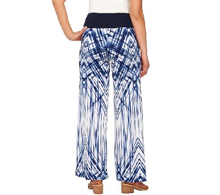 Women with Control Regular Printed Palazzo Pants with Side Slits - QVC.com