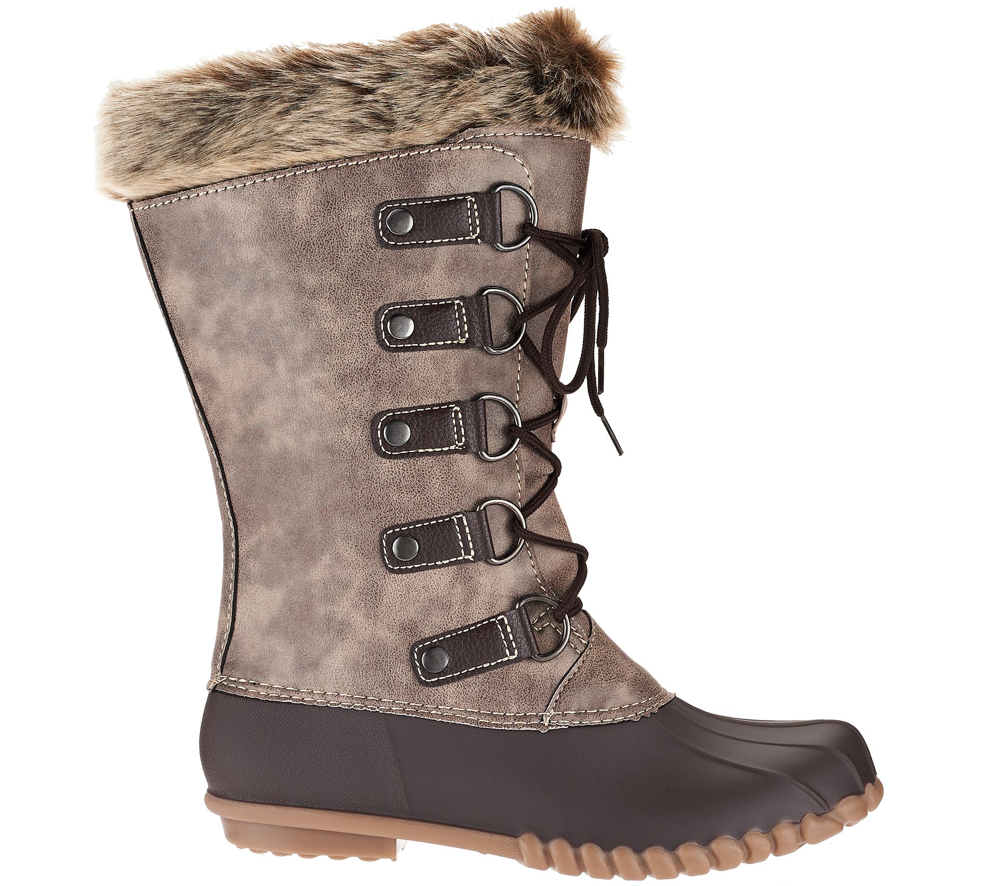 "As Is" WearEver Lace-up Boots with Faux Shearling - QVC.com
