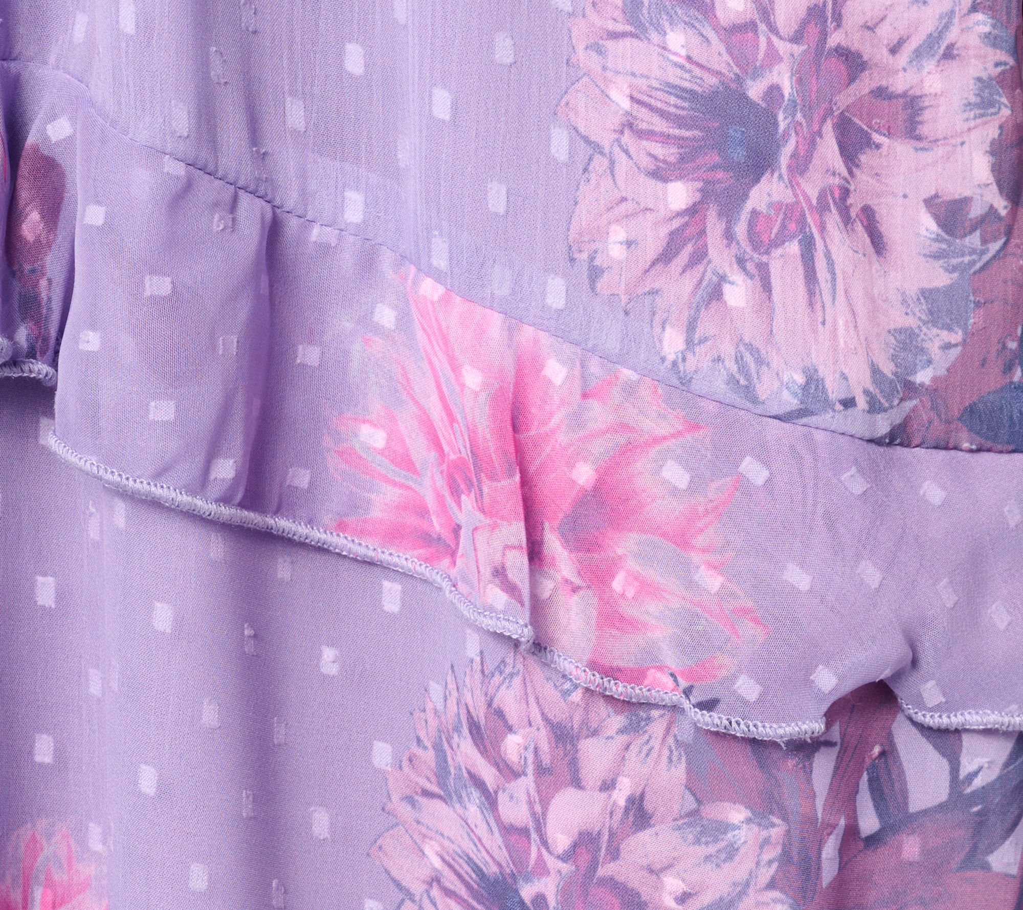 Destination 365 Regular Floral Clip Dot Chiffon Maxi Dress - QVC.com