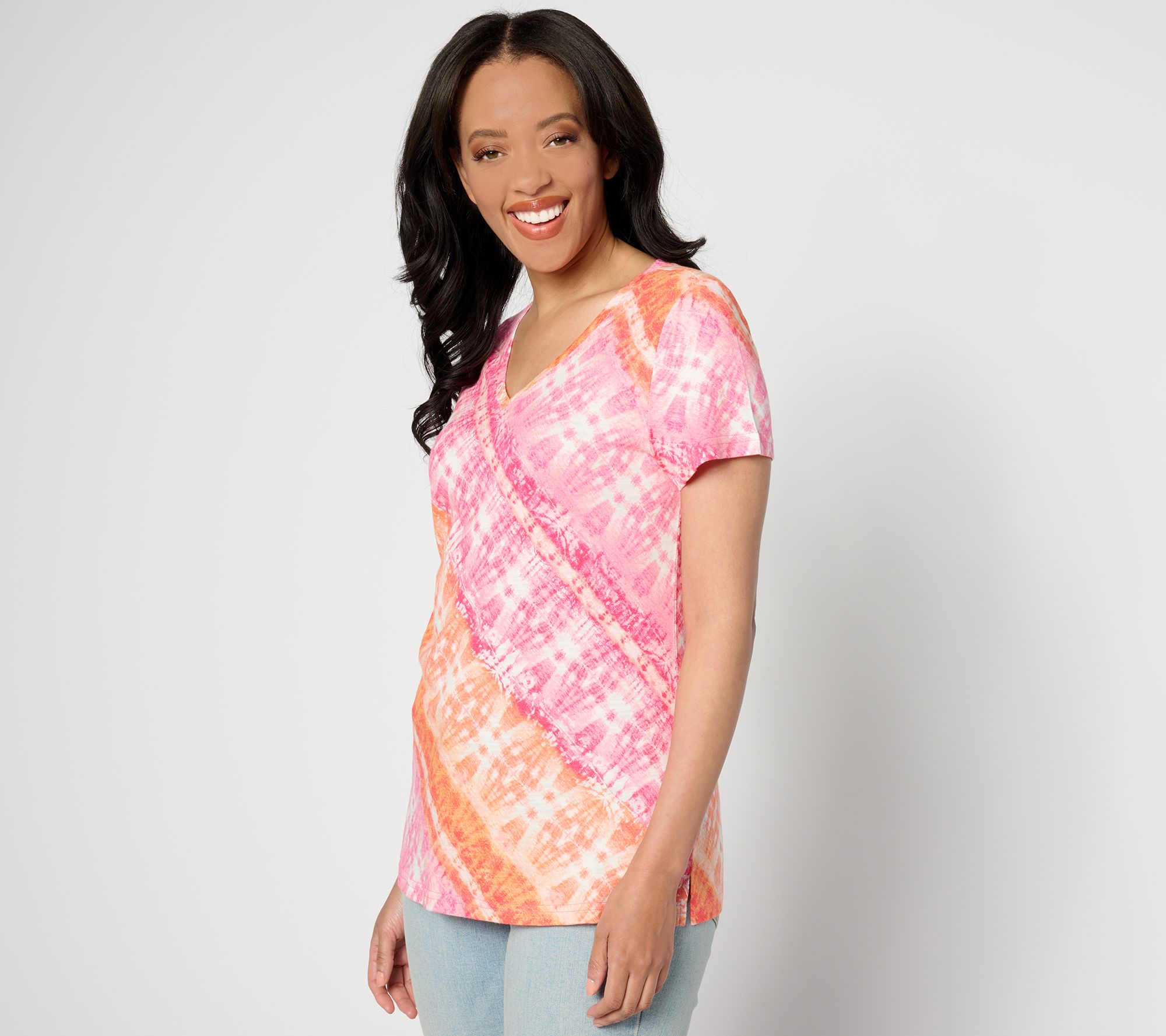 "As Is" Belle by Kim Gravel Slub Knit Tidal Wave Tie Dye Top - QVC.com
