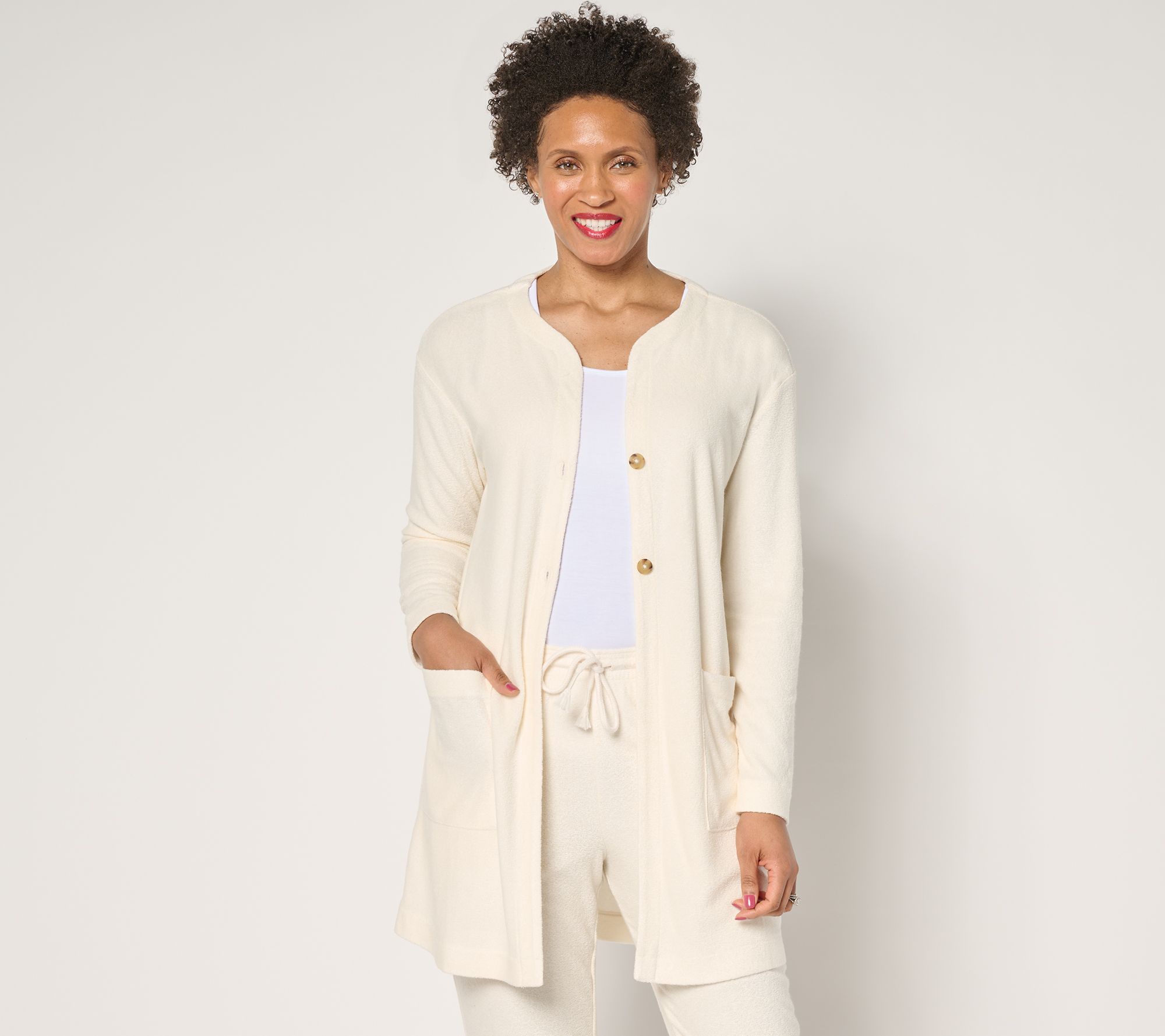 Modern Soul Comfort Soul Terry Cardigan - QVC.com