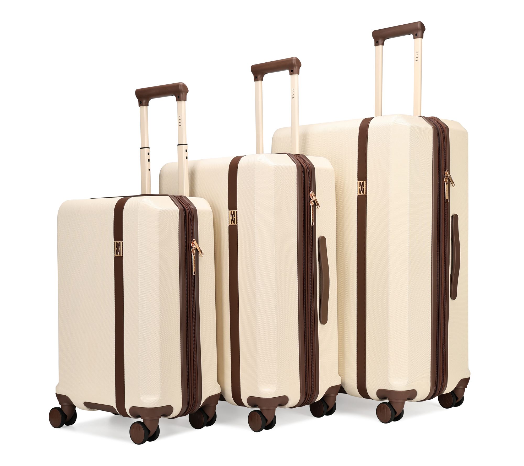 ELLE Luxe Journey Expandable Retro Spinner Luggage 3-Piece Set - QVC.com