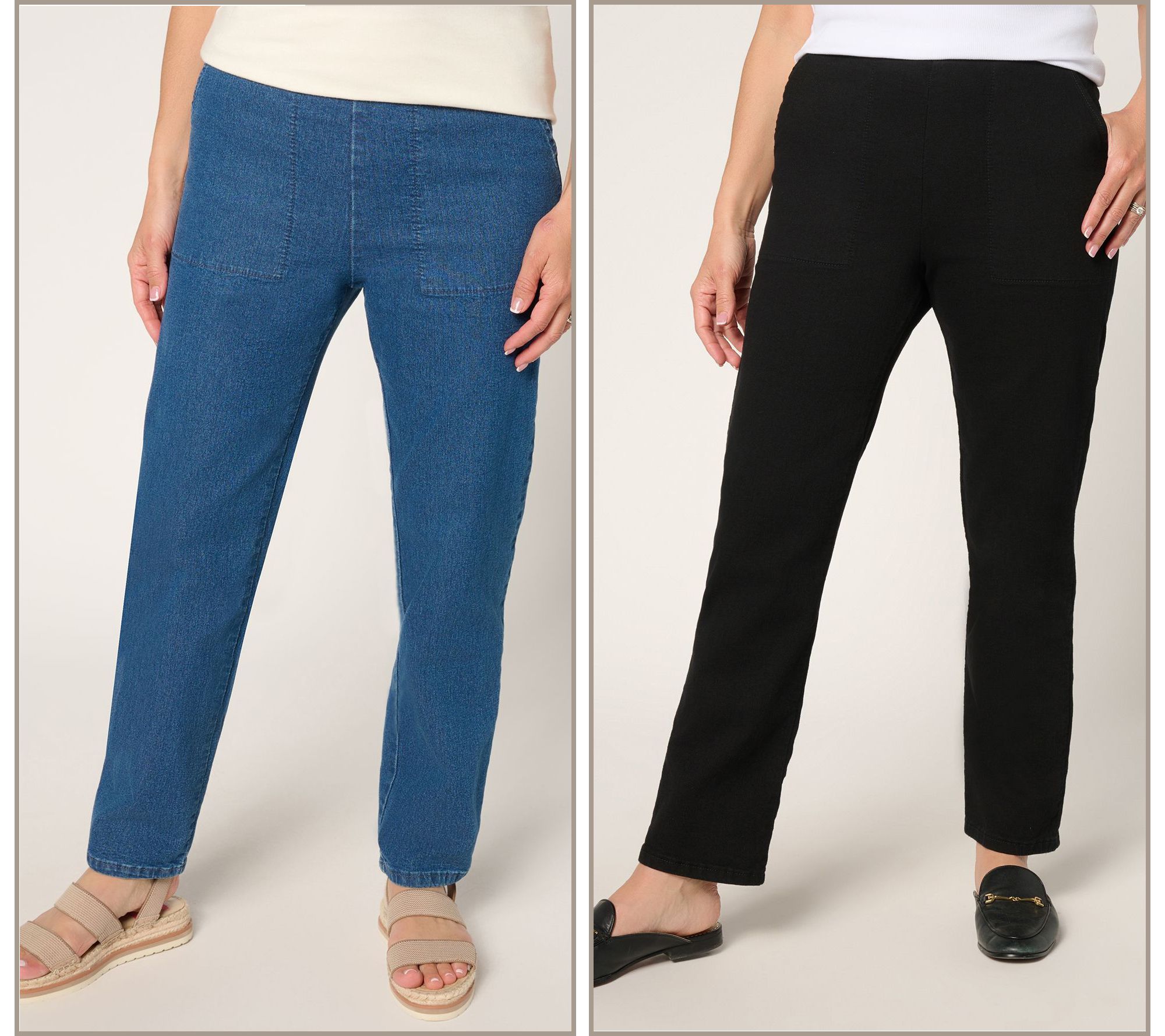 Denim & Co. Flat Front Straight Leg Ankle Pants - QVC.com