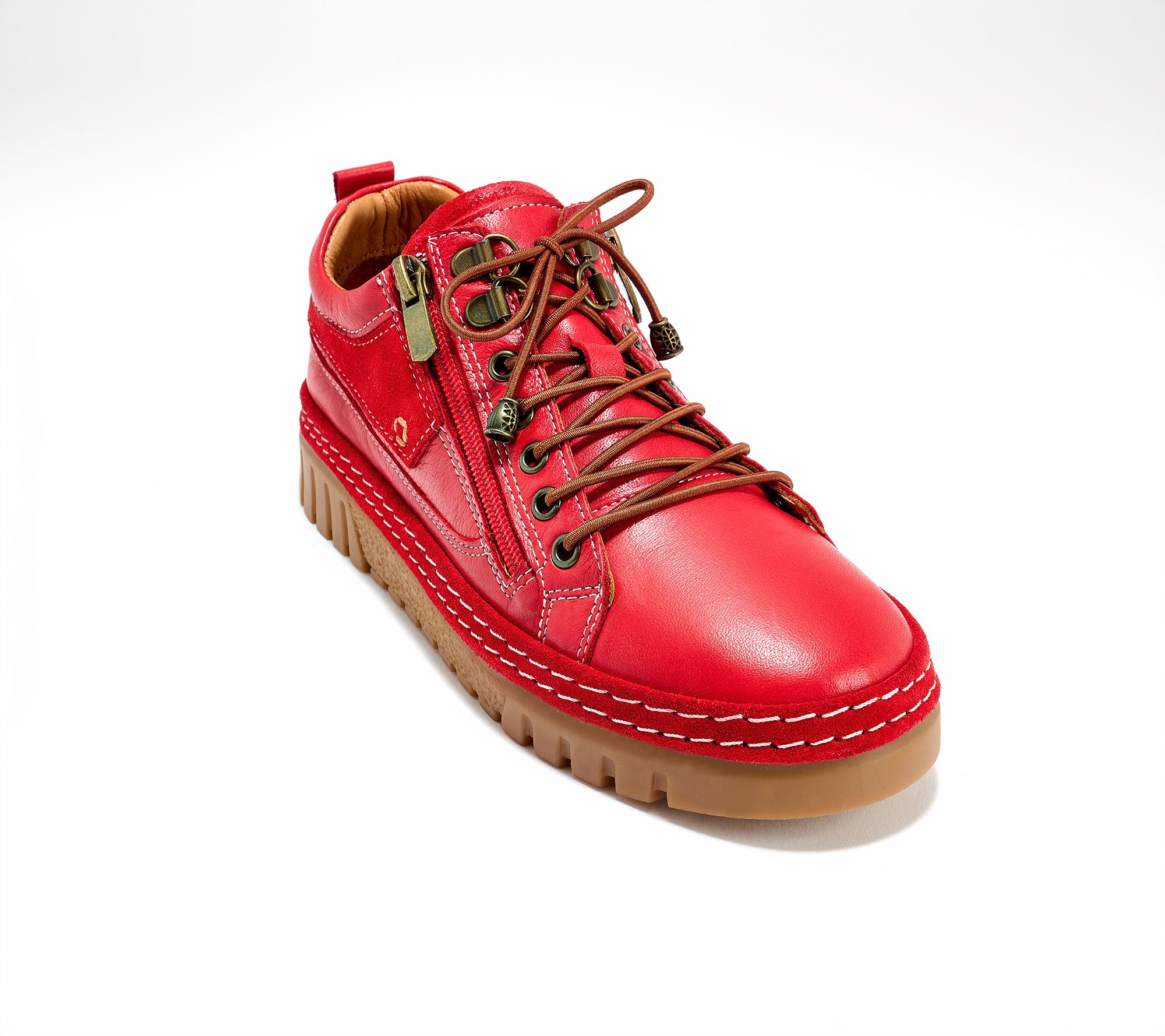 Spring Step Leather Lace-Up Casual Sneakers - Lauria - QVC.com