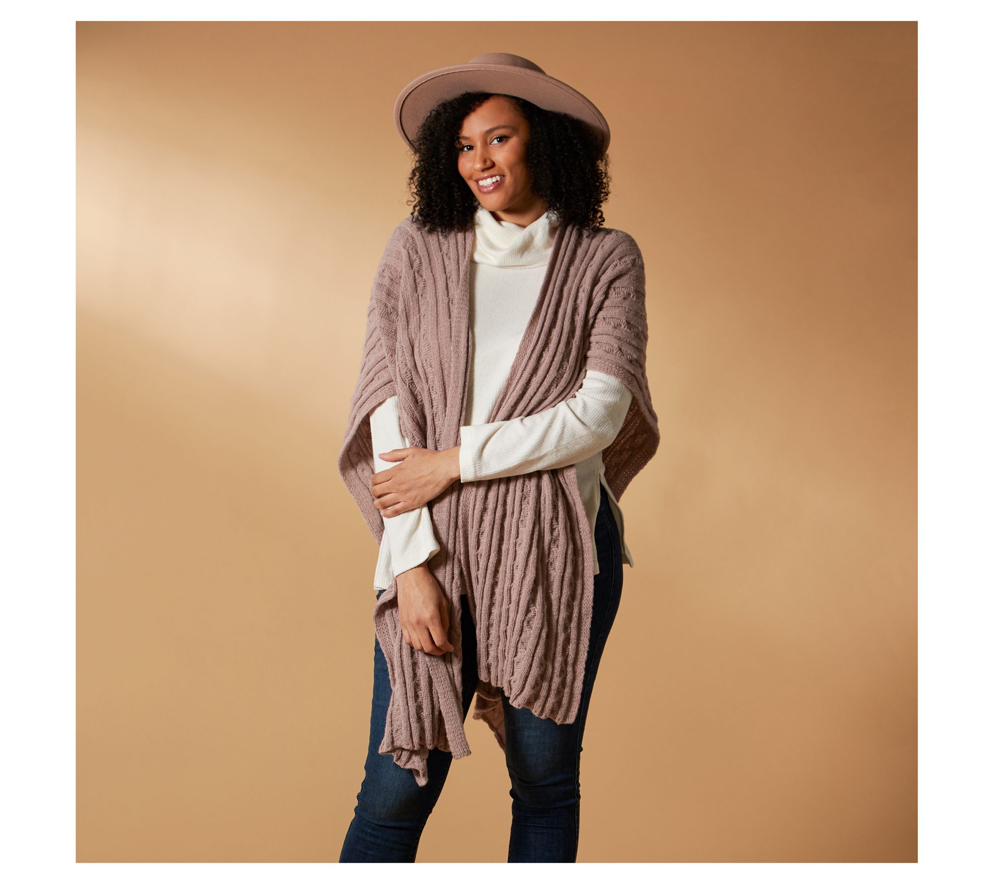 Hadley Wren Kenna Knit Cape Poncho - QVC.com
