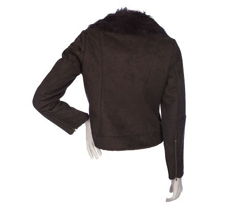 K-DASH by Kardashian Faux Fur Motorcycle Jacket - QVC.com