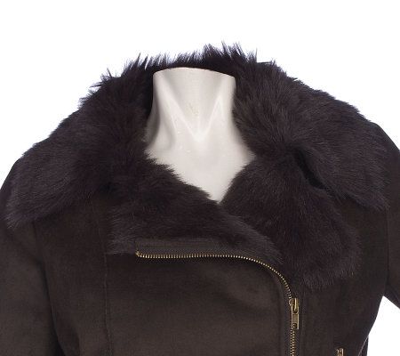 K-DASH by Kardashian Faux Fur Motorcycle Jacket - QVC.com