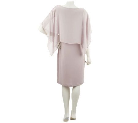 George Simonton Knit Dress with Sheer Shoulder Capelet - QVC.com
