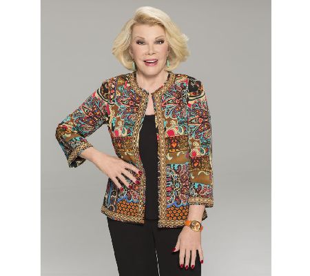 Joan Rivers Moroccan Flair Knit Jacket w/ 3/4 Sleeves - QVC.com