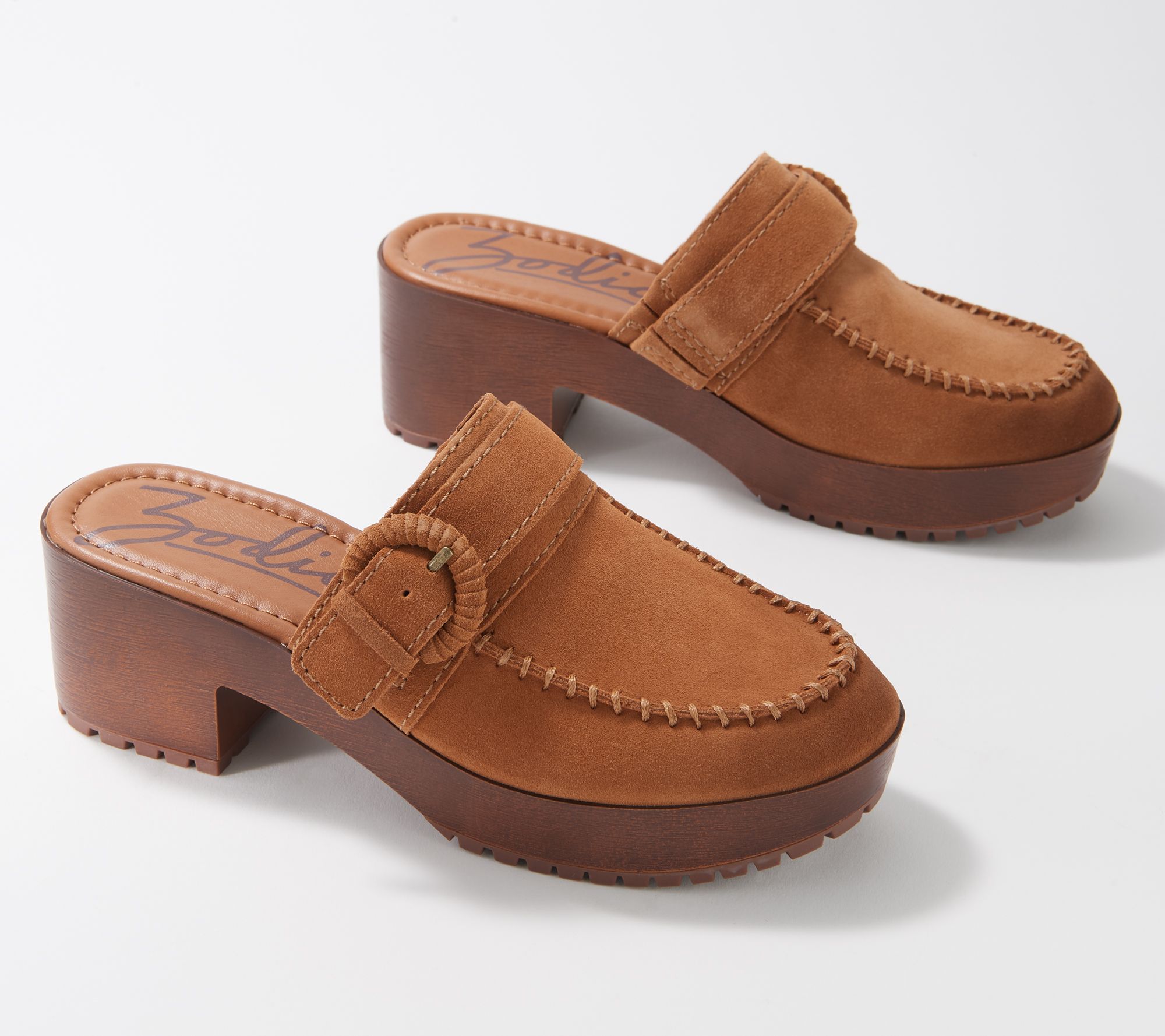 "As Is" Zodiac Suede Heeled Clog - Raine - QVC.com