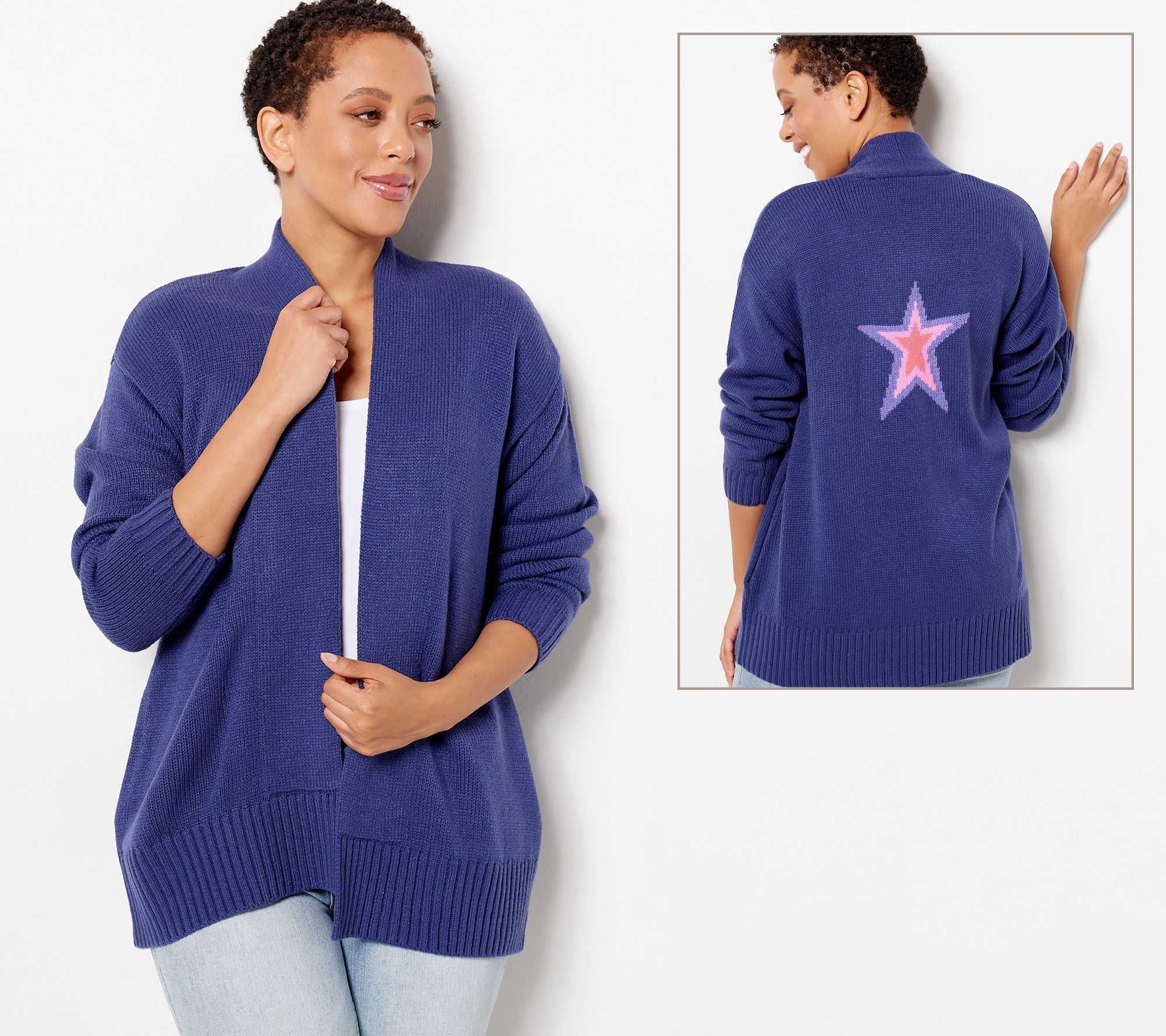 Candace Cameron Bure Novelty Jacquard Open Cardigan - QVC.com