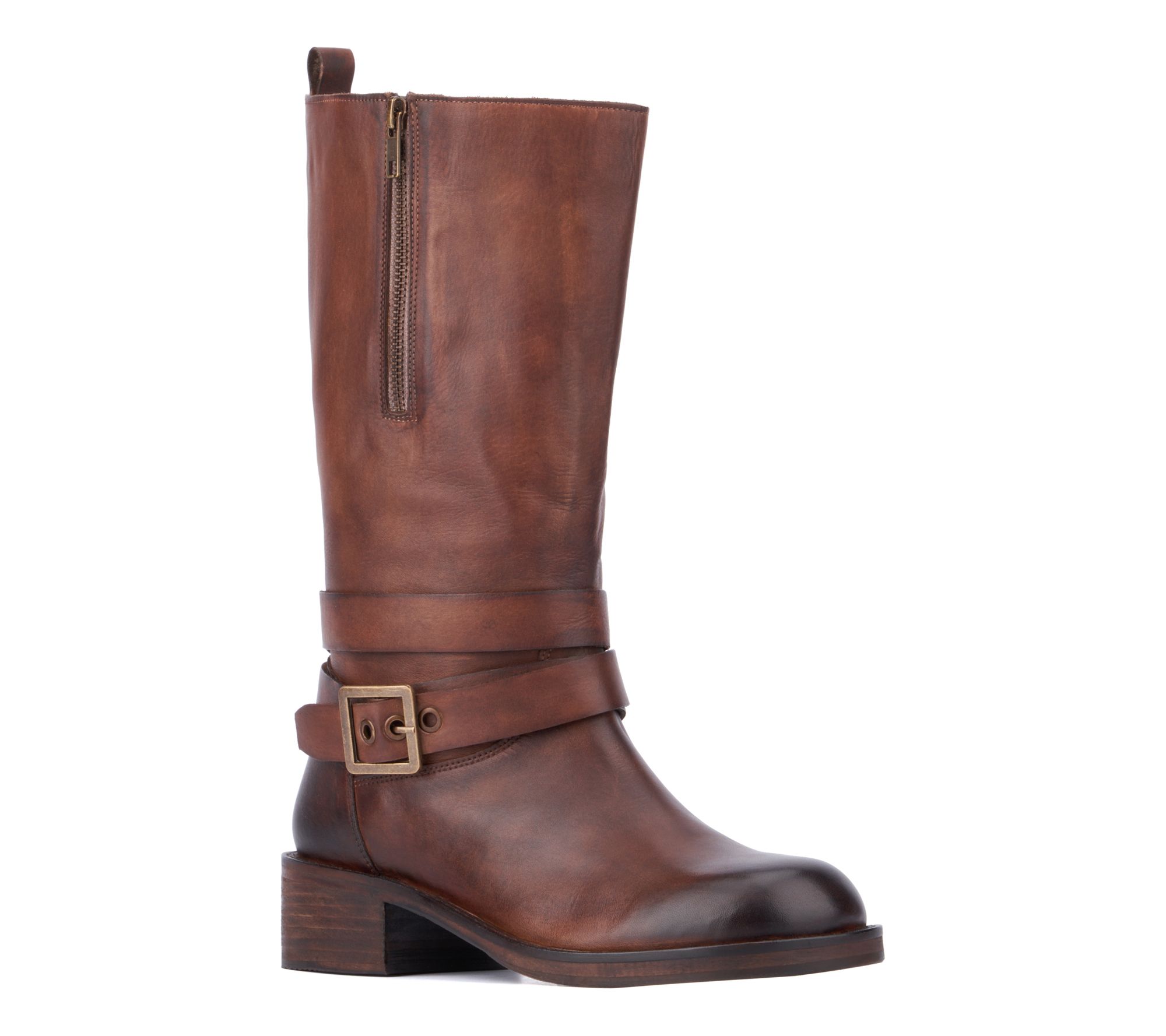 Vintage Foundry Co. Women's Ph ilippa Mid Calf Leather Boots - QVC.com