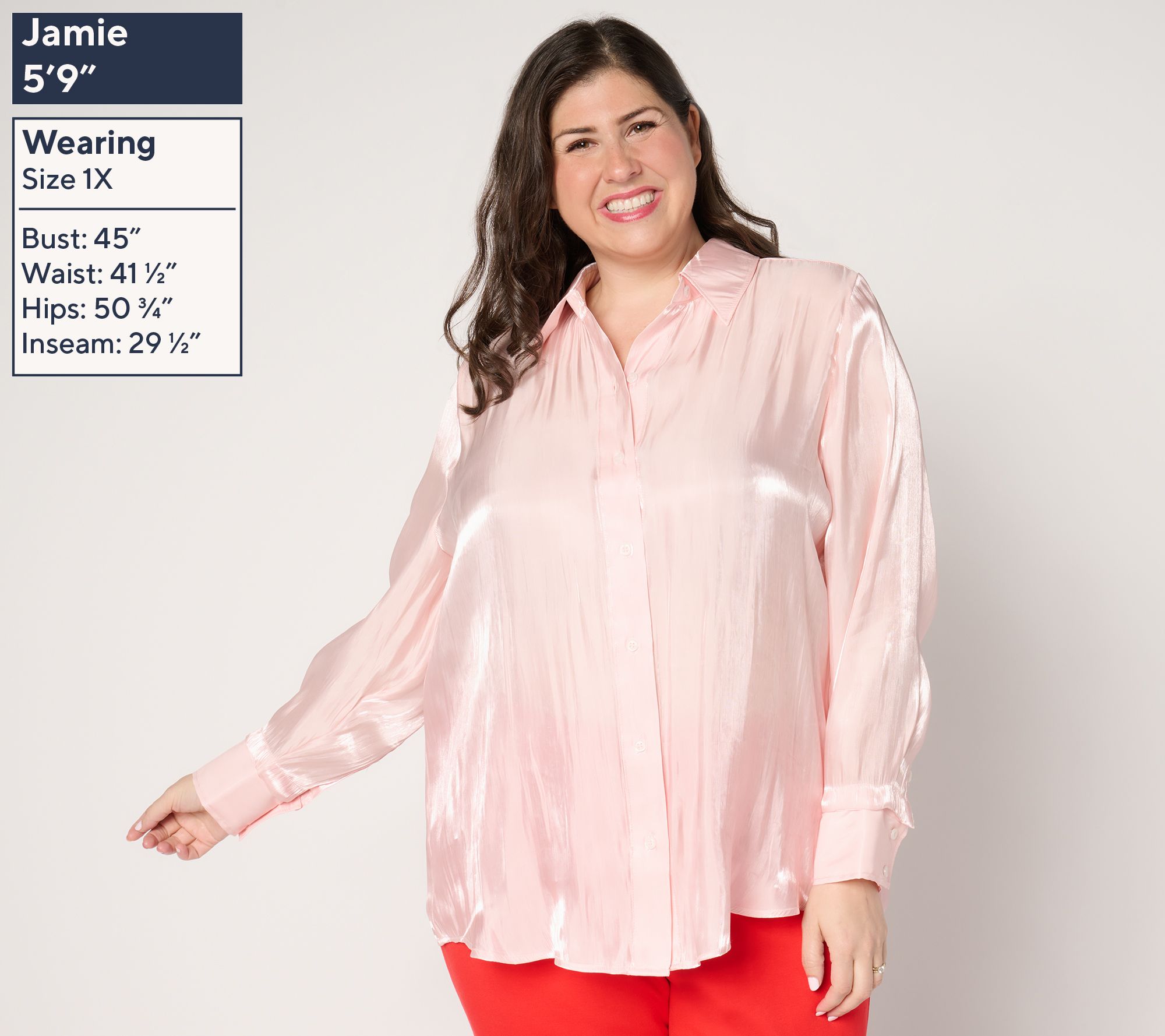 "As Is" by Stacy London Metallic Foundation Button Shirt - QVC.com