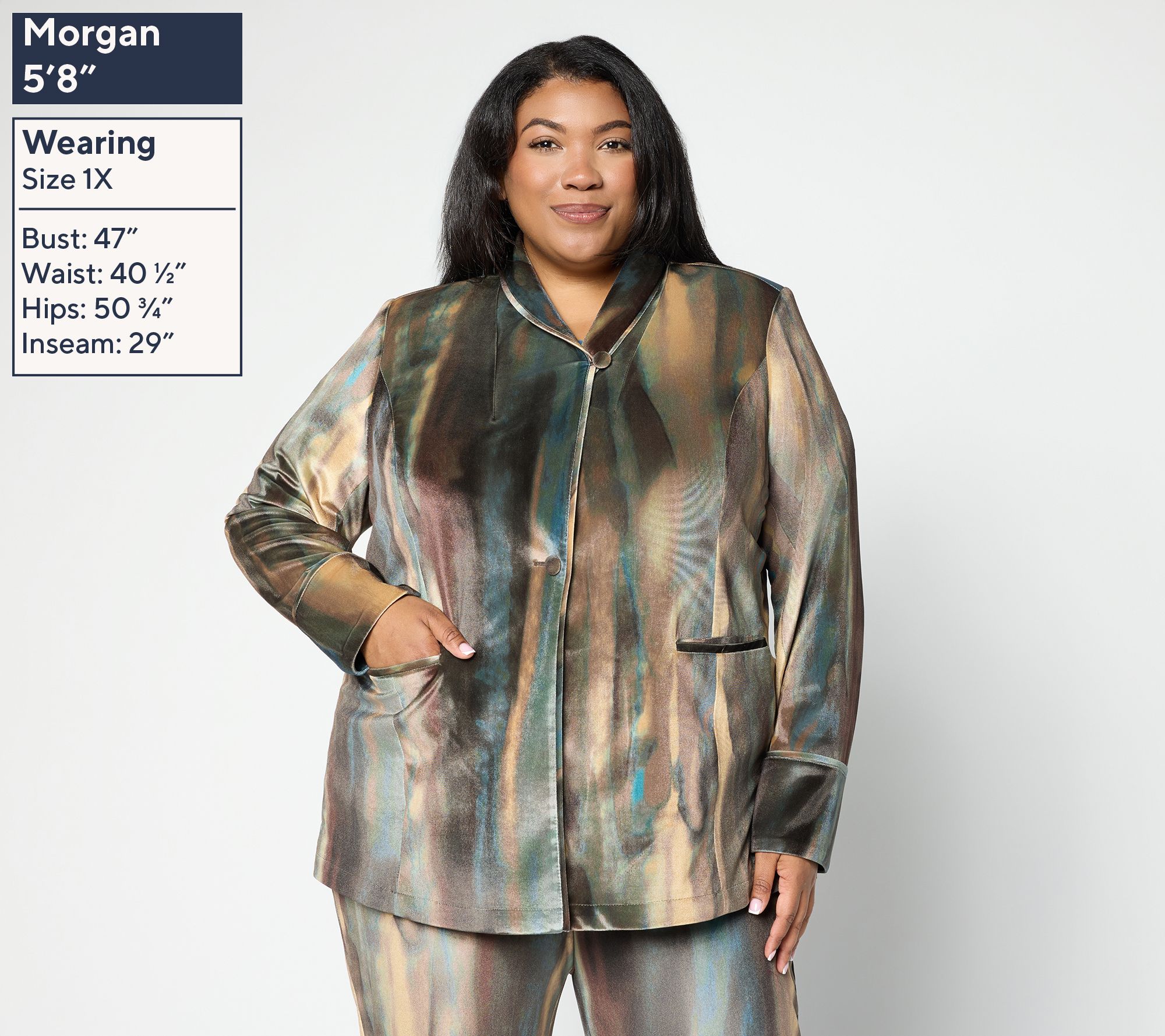 LOGO by Lori Goldstein Printed Velvet Shawl Collar Blazer - QVC.com